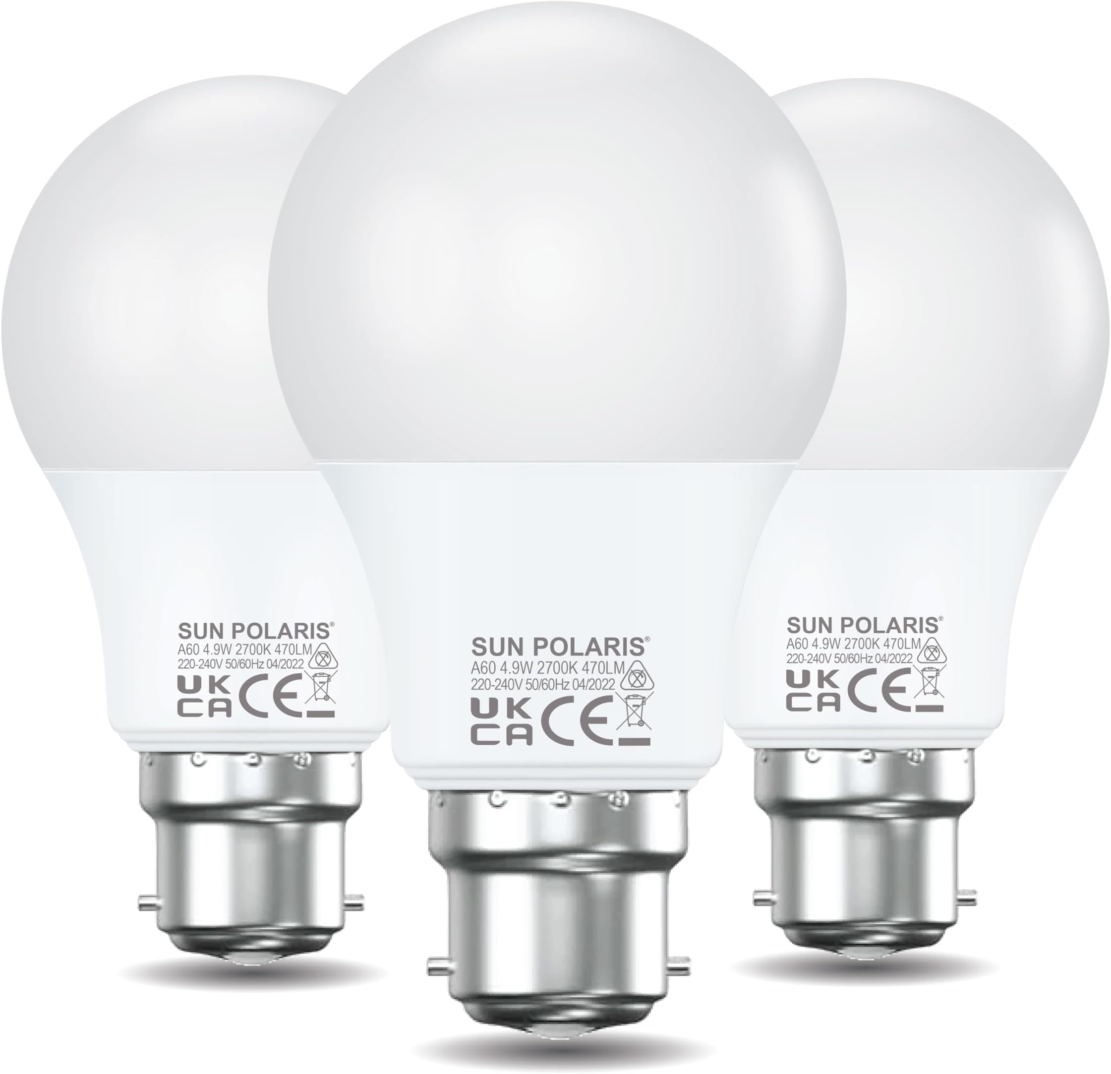 SUN POLARIS Bayonet LED Light Bulb - 40w Equivalent 4.9 Watt Warm White ...