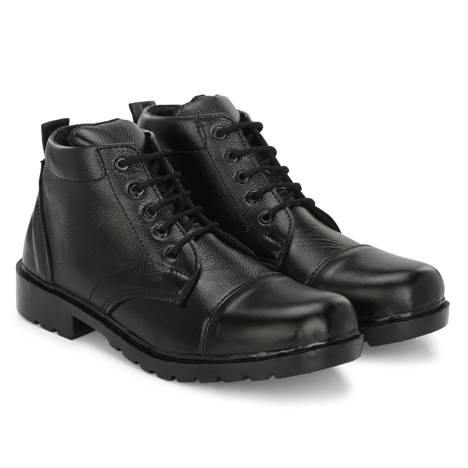 Buy ALFATOE Genuine Leather Police Shoes Uniform Shoes OX03007 Black at ...