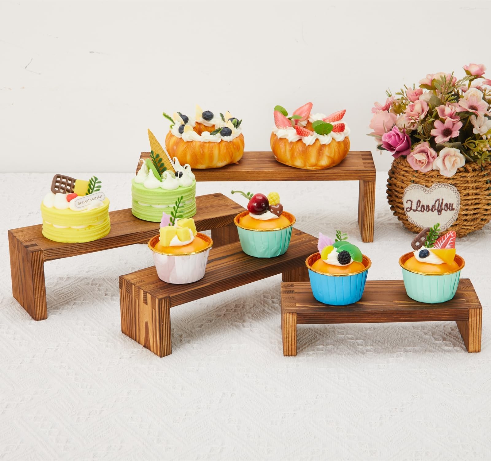 Amazon.com: MyGift Tabletop Torched Wood Nesting Decorative Display ...