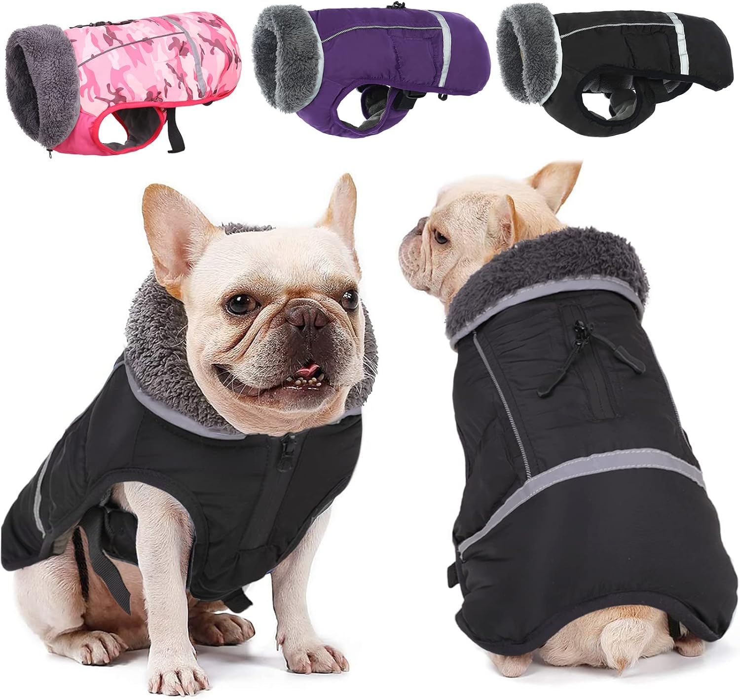Amazon.com : Dog Warm Coat, Doggie Winter Fleece Lining Turtleneck ...