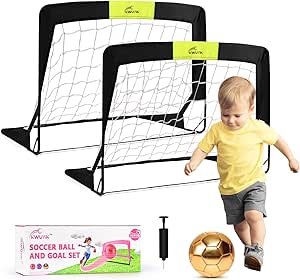 Amazon.com : 4Pcs Soccer Goals Set 2Pcs Soccer Nets 2x1.5ft 1Pcs Ball ...