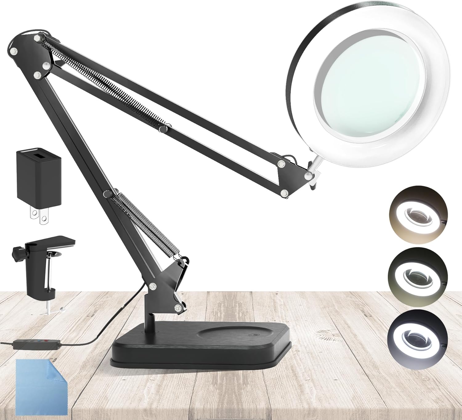 Amazon.com: 10X Magnifying Glass with Light and 2.4LB Base, 3 Color ...