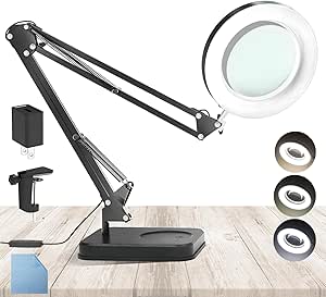 Amazon.com: 10X Magnifying Glass with Light and 2.4LB Base, 3 Color ...