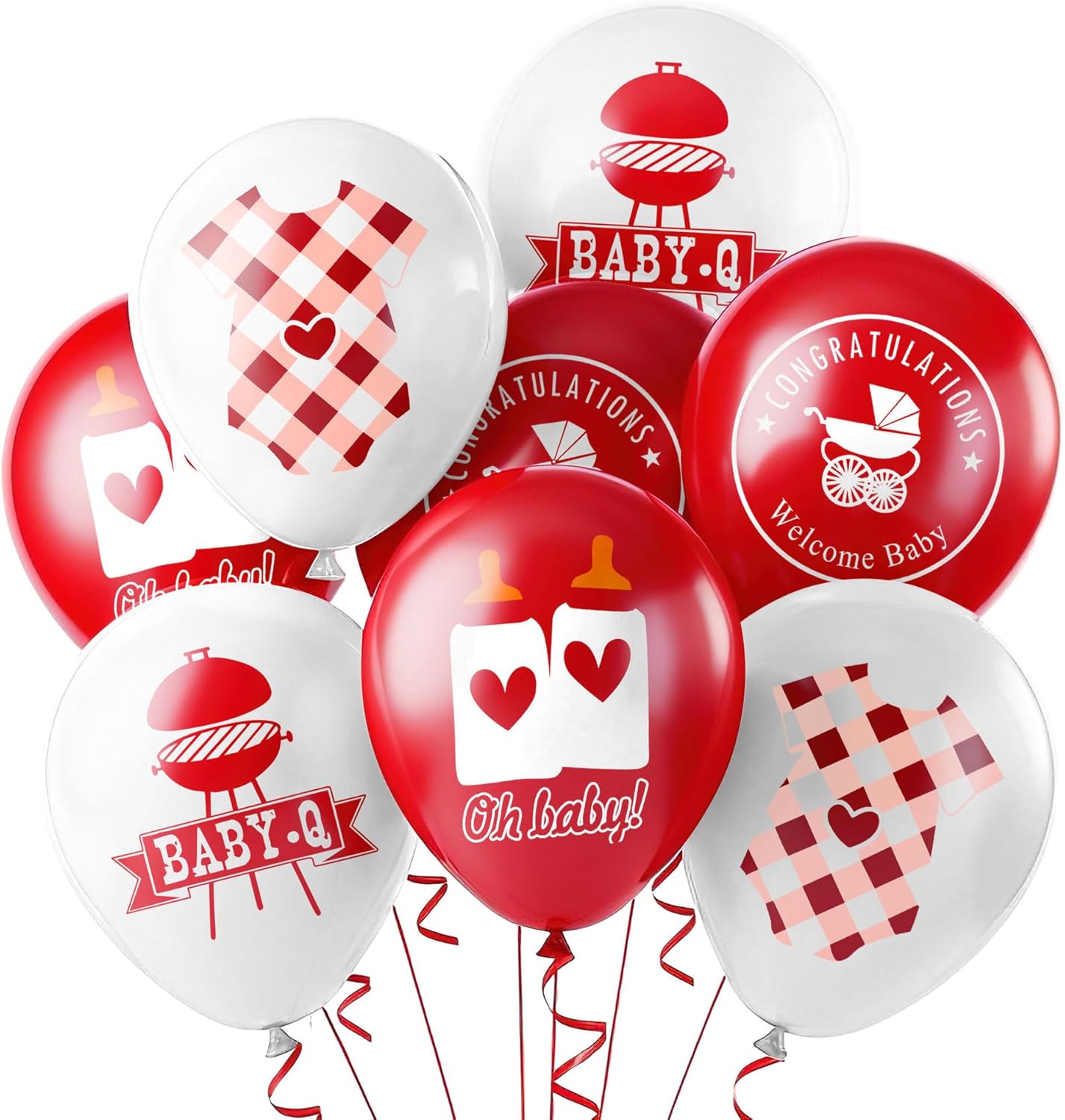 Amazon.com: 40pcs Baby Q Baby Shower Decorations Balloons, 12inch Red ...