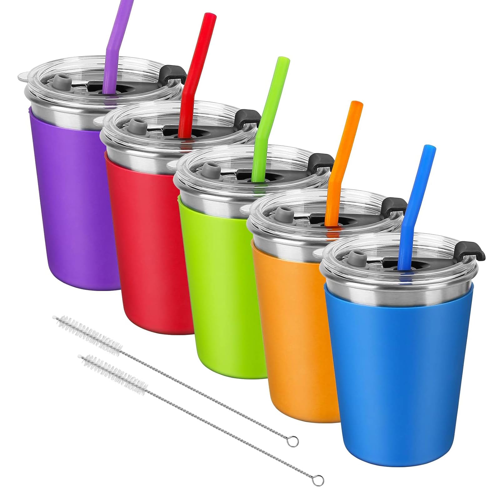 Amazon.com: Kids Cups with Straws and Lids Leak Proof, 5 Pack 10oz ...