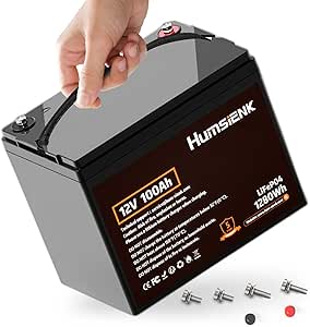 Amazon.com: HumsiENK 12V 100Ah LiFePO4 Battery Lithium Built In 100A ...