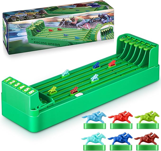 Amazon.com: Foilswirl Electric Horse Racing Board Game Mini Portable 6 ...