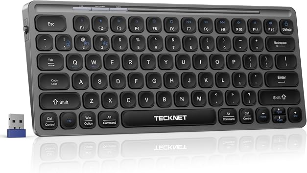 Amazon.com: TECKNET Wireless Bluetooth Keyboard, Slim Rechargeable ...