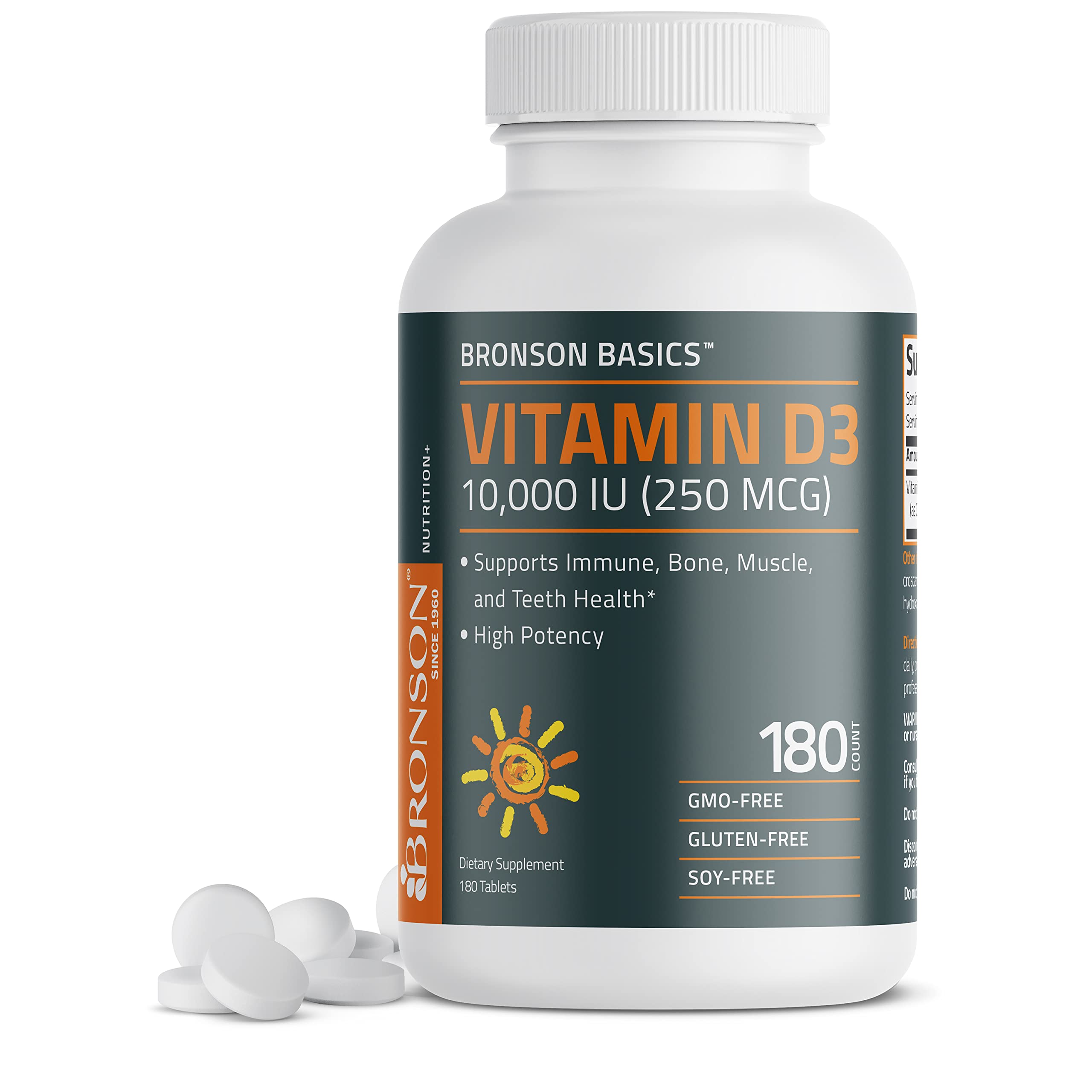 Amazon.com: Bronson Vitamin D3 10,000 IU (250 MCG) for Healthy Muscle ...
