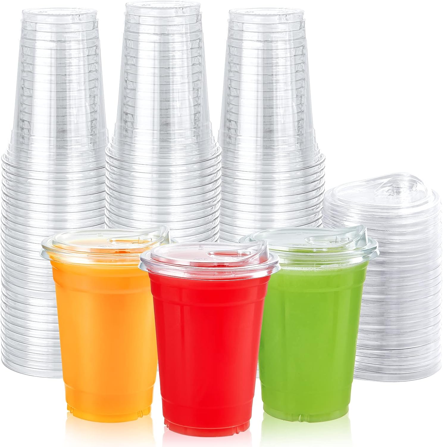 Amazon.com: Lilymicky 16oz Clear Plastic Drinking Cups (90 Pack) with ...