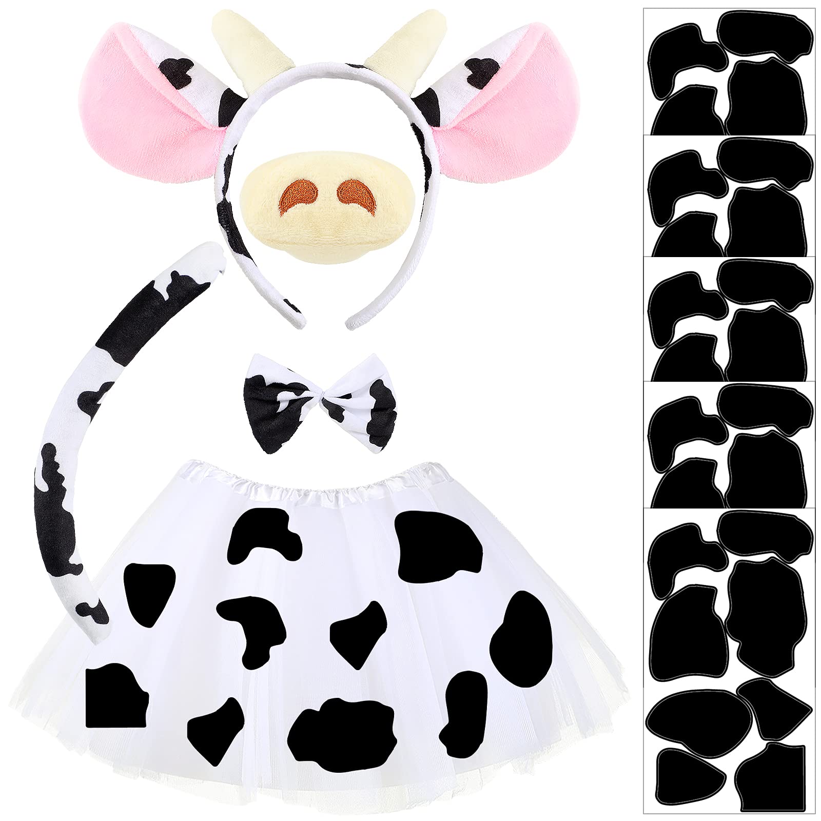 Buy 6 Pcs Halloween Cow Costume Set for Girls Kids Including Cow ...