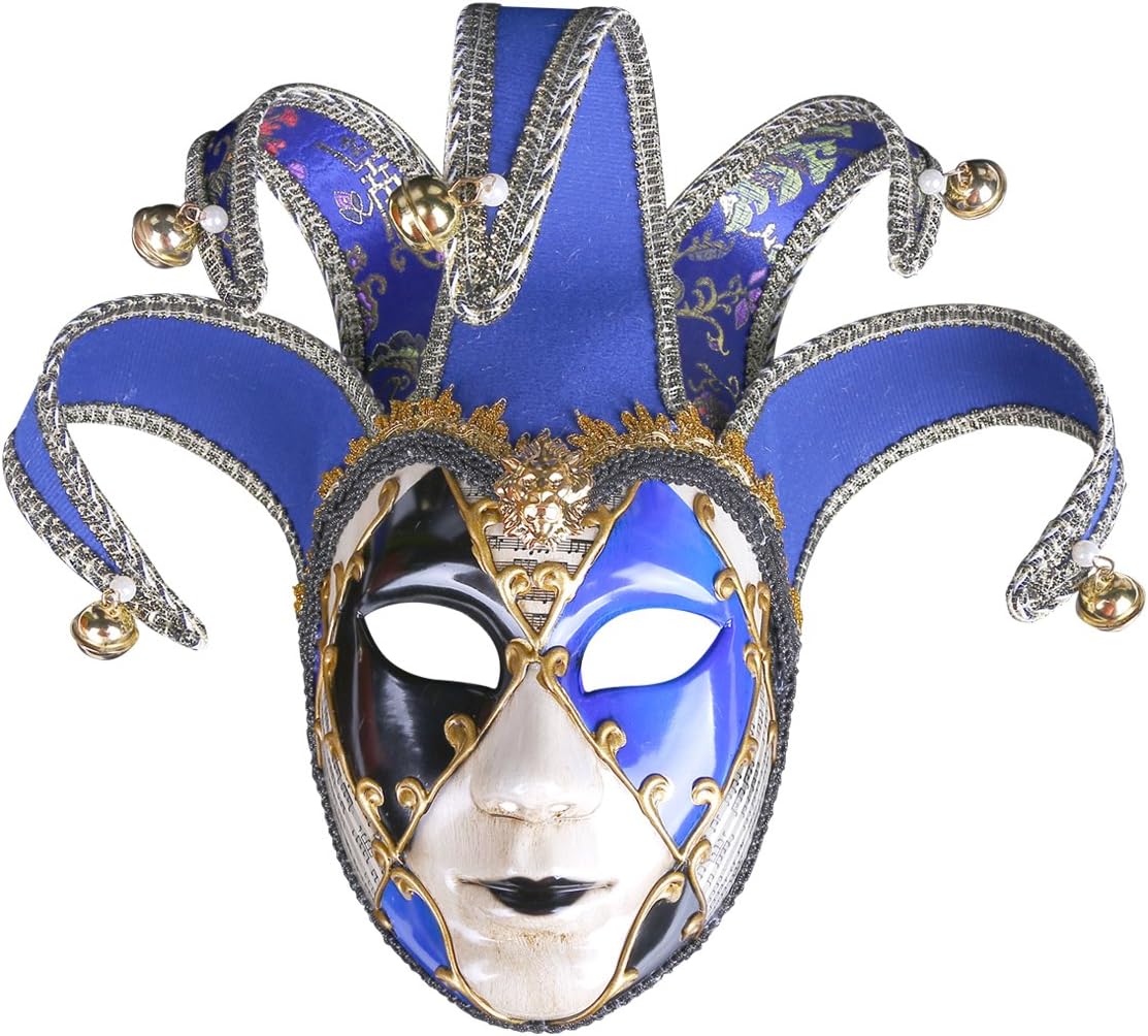 Amazon.com: Coloured Drawing High-end Full Face Venetian Jester Mask ...
