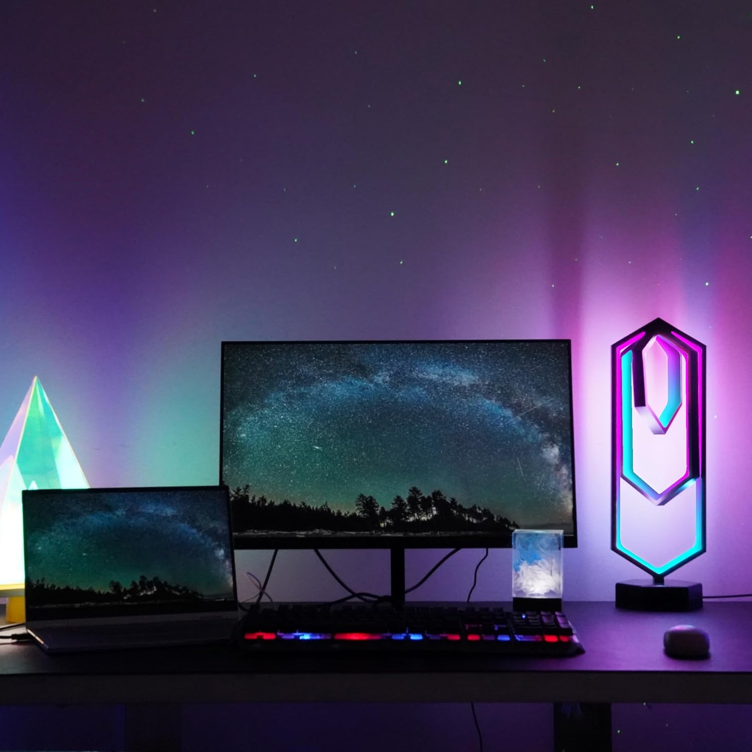 Polygon RGB Lamp Music Sync Rhythm,Table lamp,Holiday Gifts Color ...