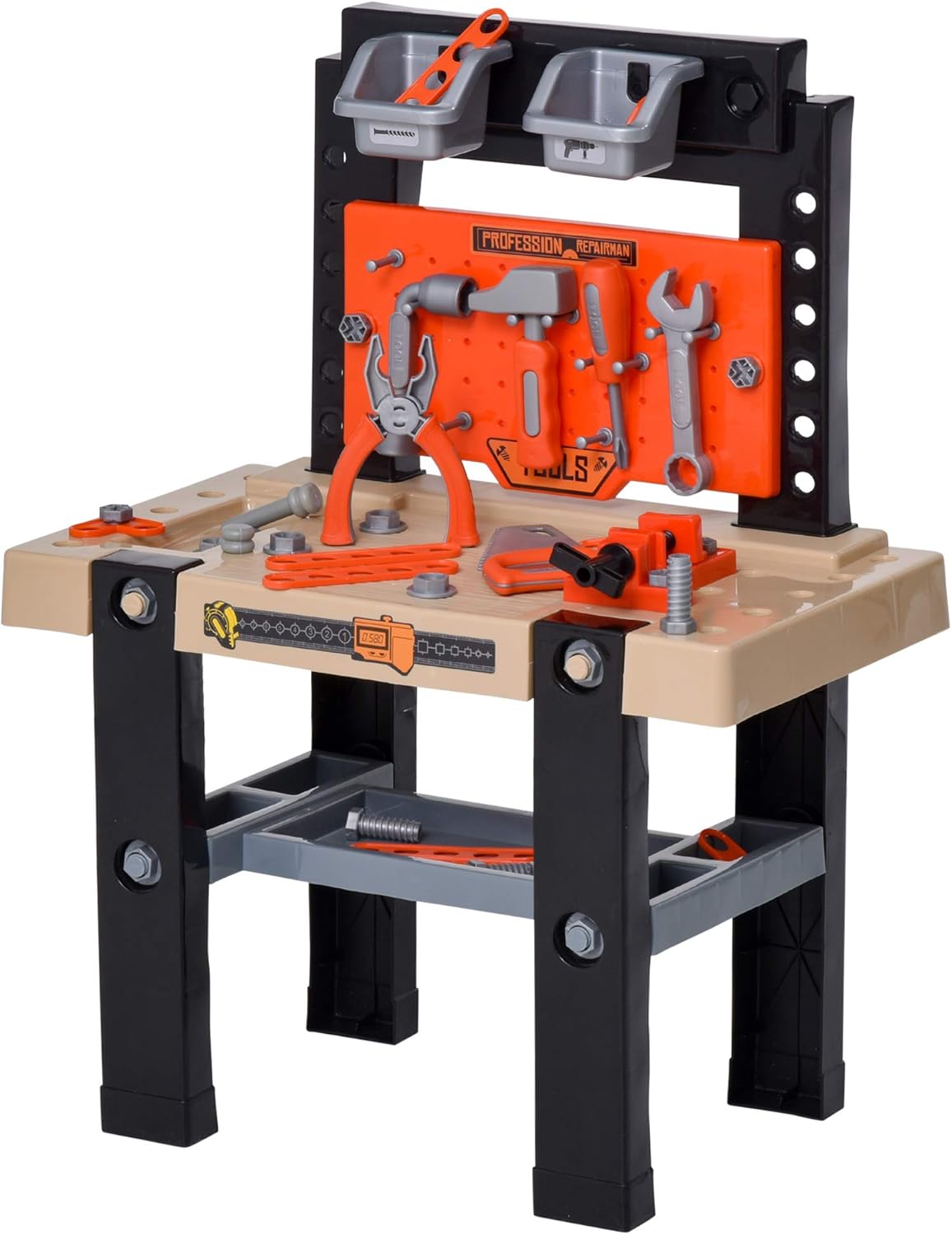 Amazon.com: Qaba 64-Piece Kids Tool Workbench, Toddler Construction ...