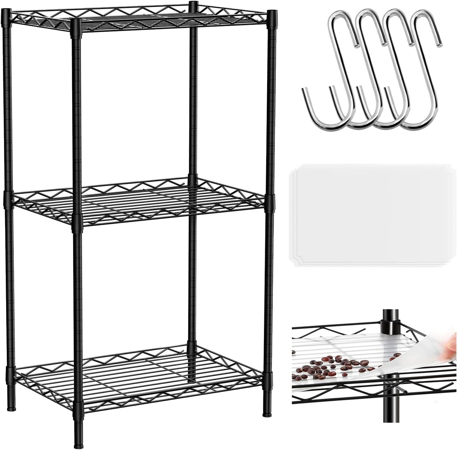 Amazon.com: 3-Tier Wire Shelving Rack Shelf Household Kitchen Storage ...
