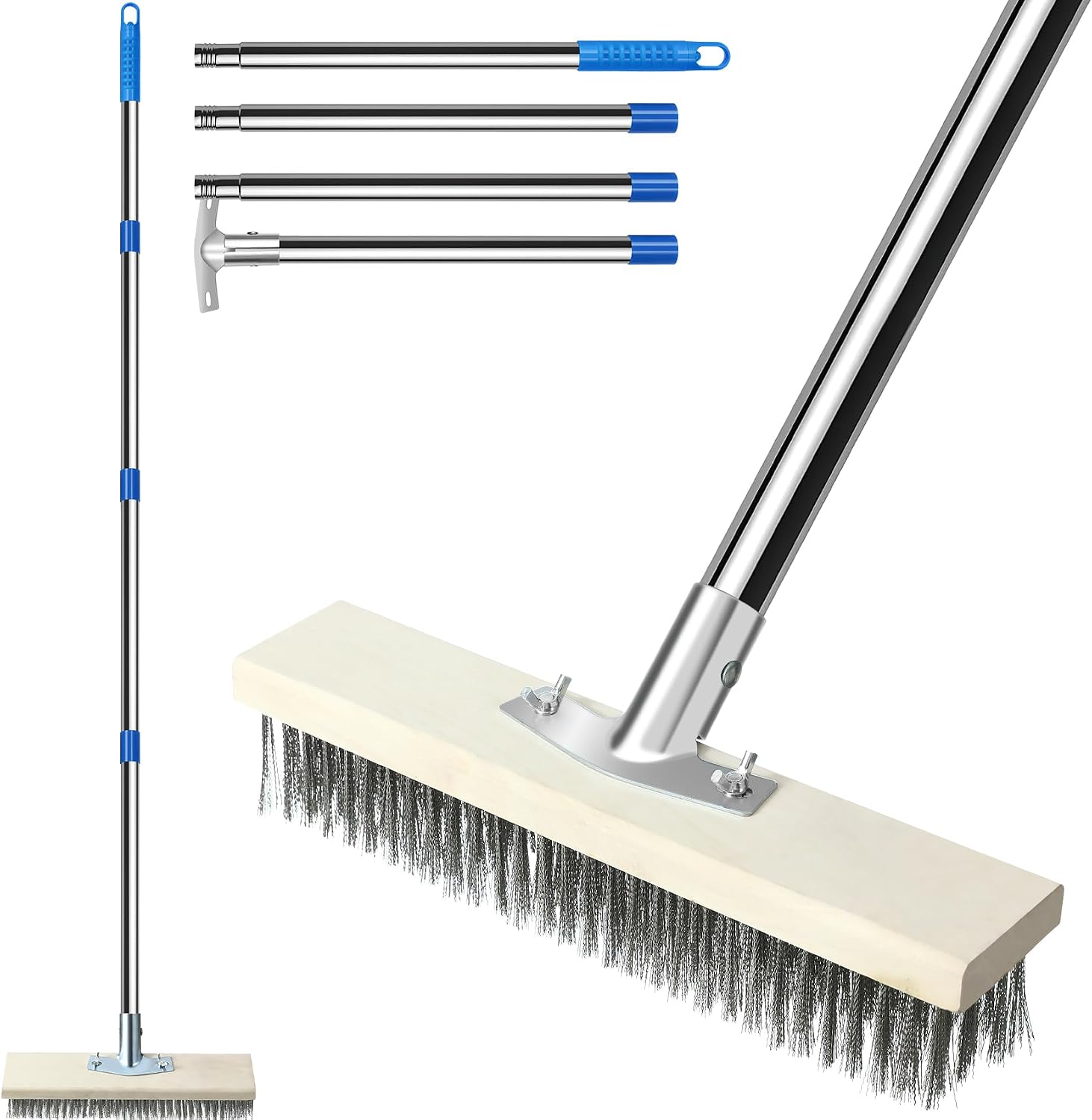 Ezkamfort Wire Broom, with 163cm Adjustable Handle, Rigid Steel ...