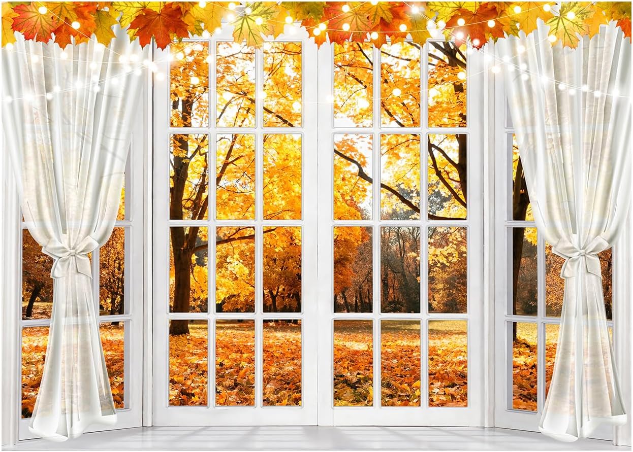 Amazon.com : WOLADA Autumn Fall Festival Window Backdrop Thanksgiving ...