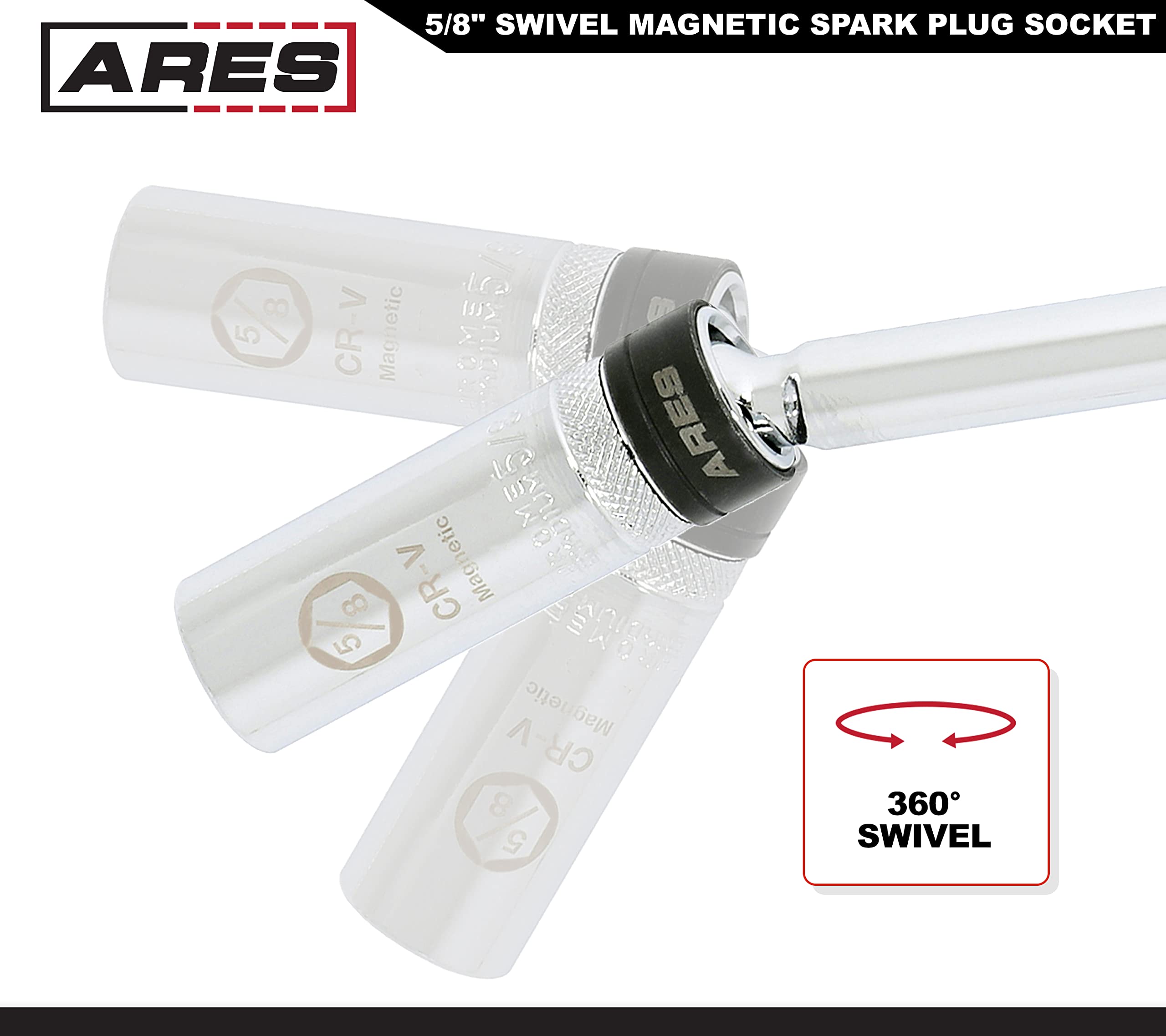 Snapklik.com : ARES 11047-3/8-Inch Drive By 5/8-Inch Magnetic Swivel Spark Plug Socket