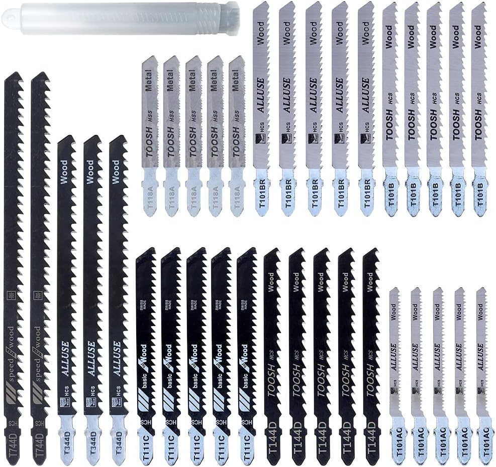 35pcs Jigsaw Blades, T Shank Jig Saw Blades Set Fast Cut Blades Wood ...