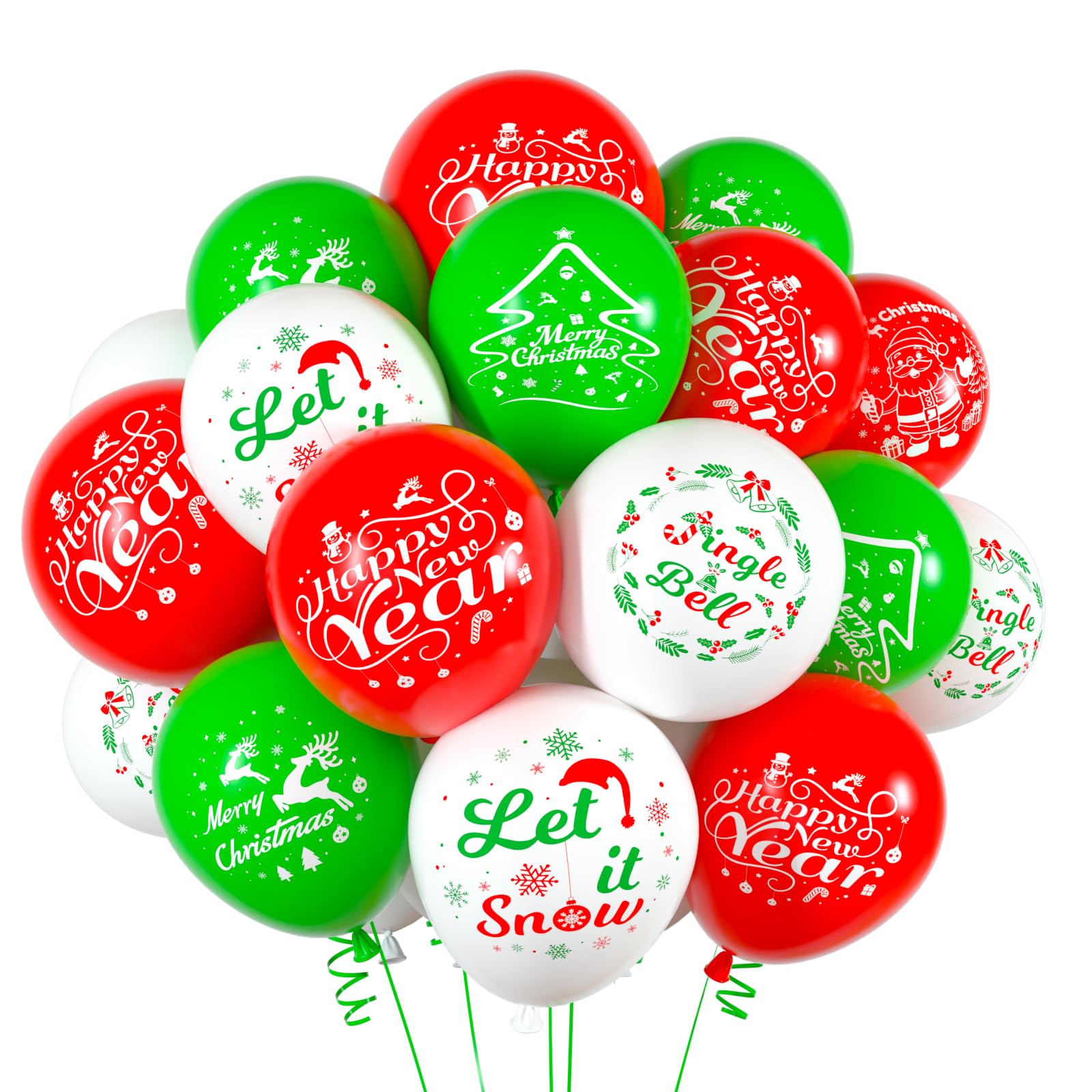 Amazon.com: NEBURORA 60pcs Merry Christmas Party Balloons 6 Xmas Style ...