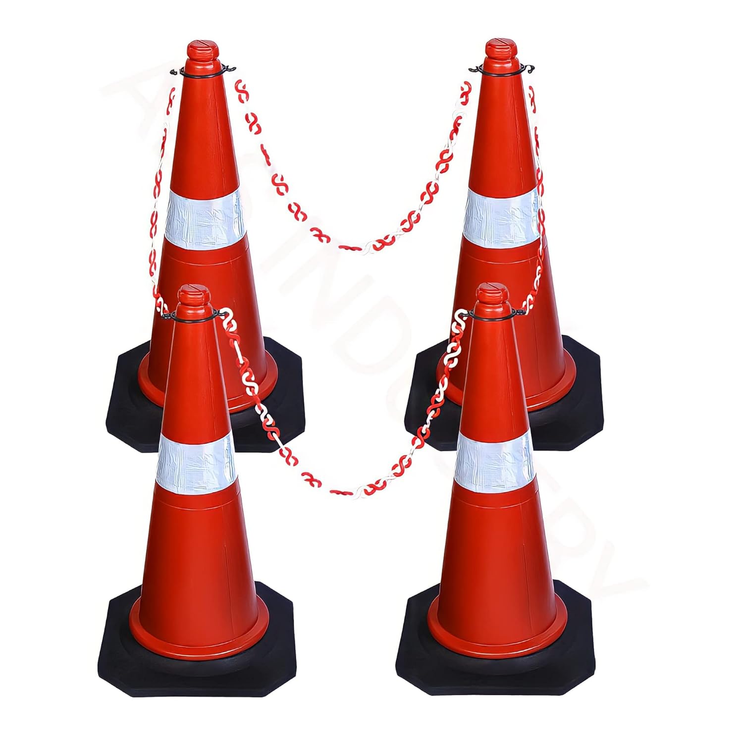 ABS INDUSTRY Safety Cones 4 Cones with 4 Meters S Hook Safety Chain and ...