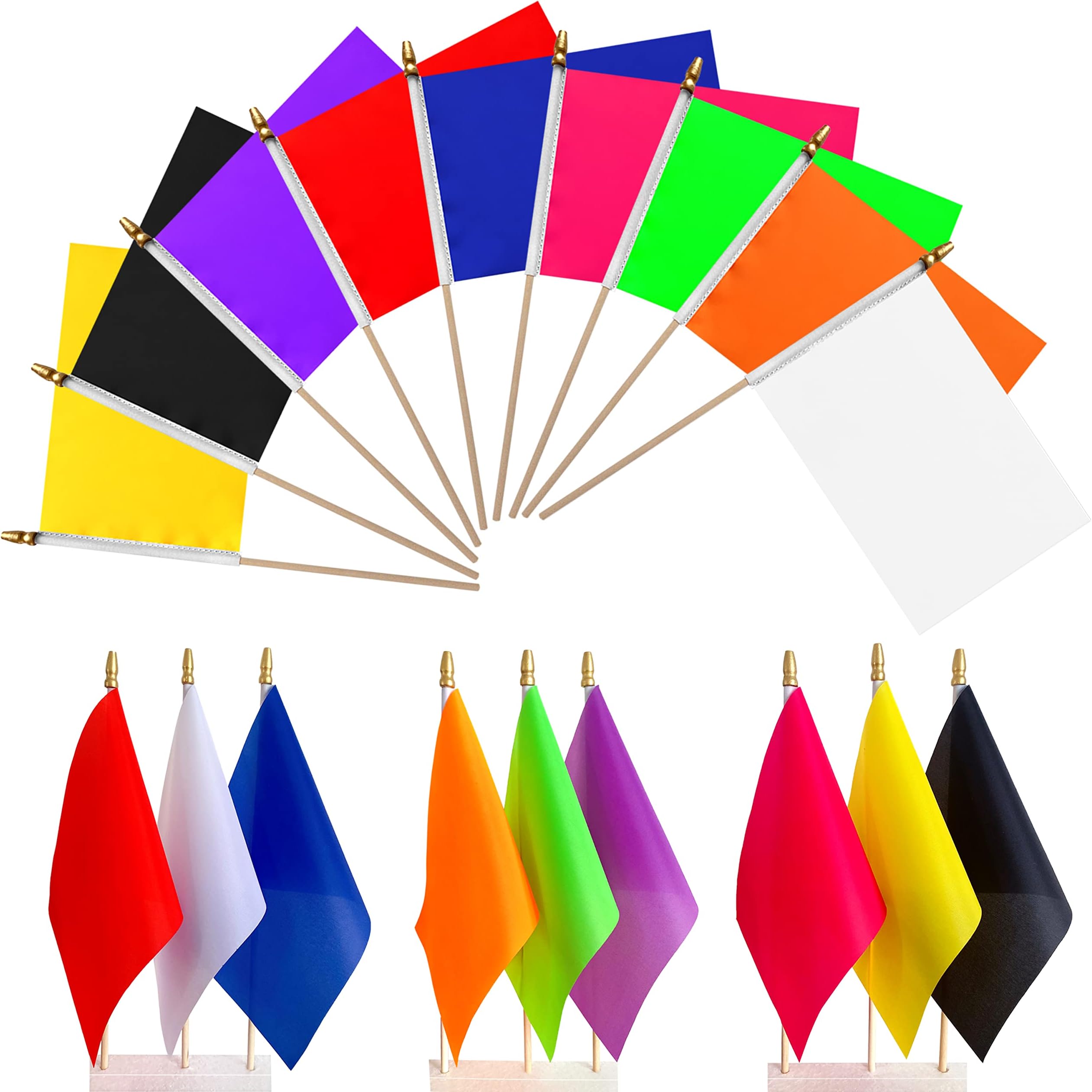 Amazon.com : Consummate 45 Pack Solid Color Flag Small Mini Plain Black ...