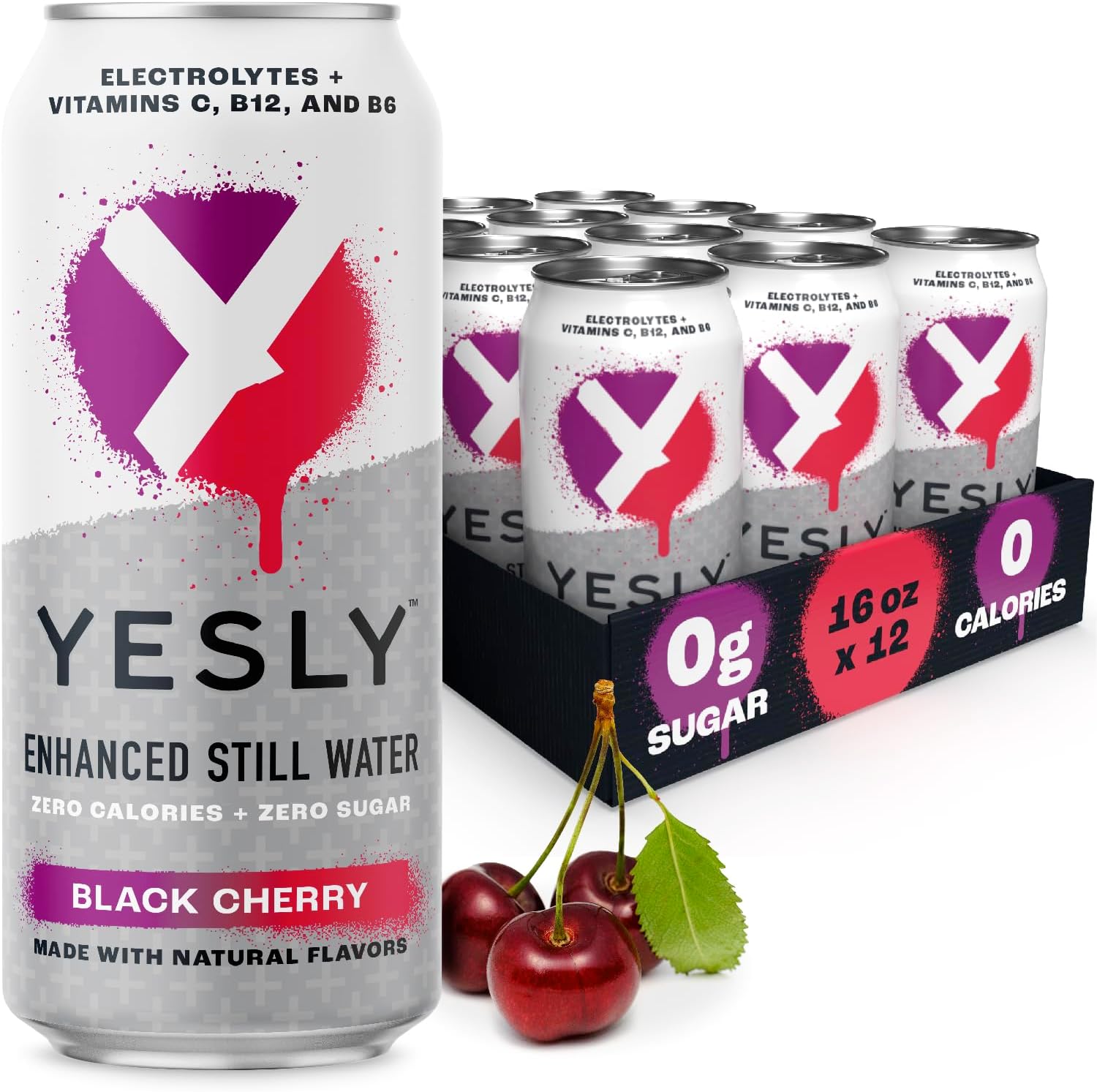 Amazon.com: Yesly Functional Water, Black Cherry, Naturally Flavored ...