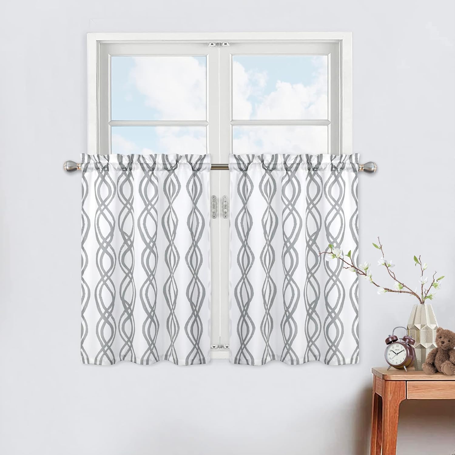 Amazon.com: HOMERRY Short Kitchen Curtains 24 Inch Length Tier Curtains ...