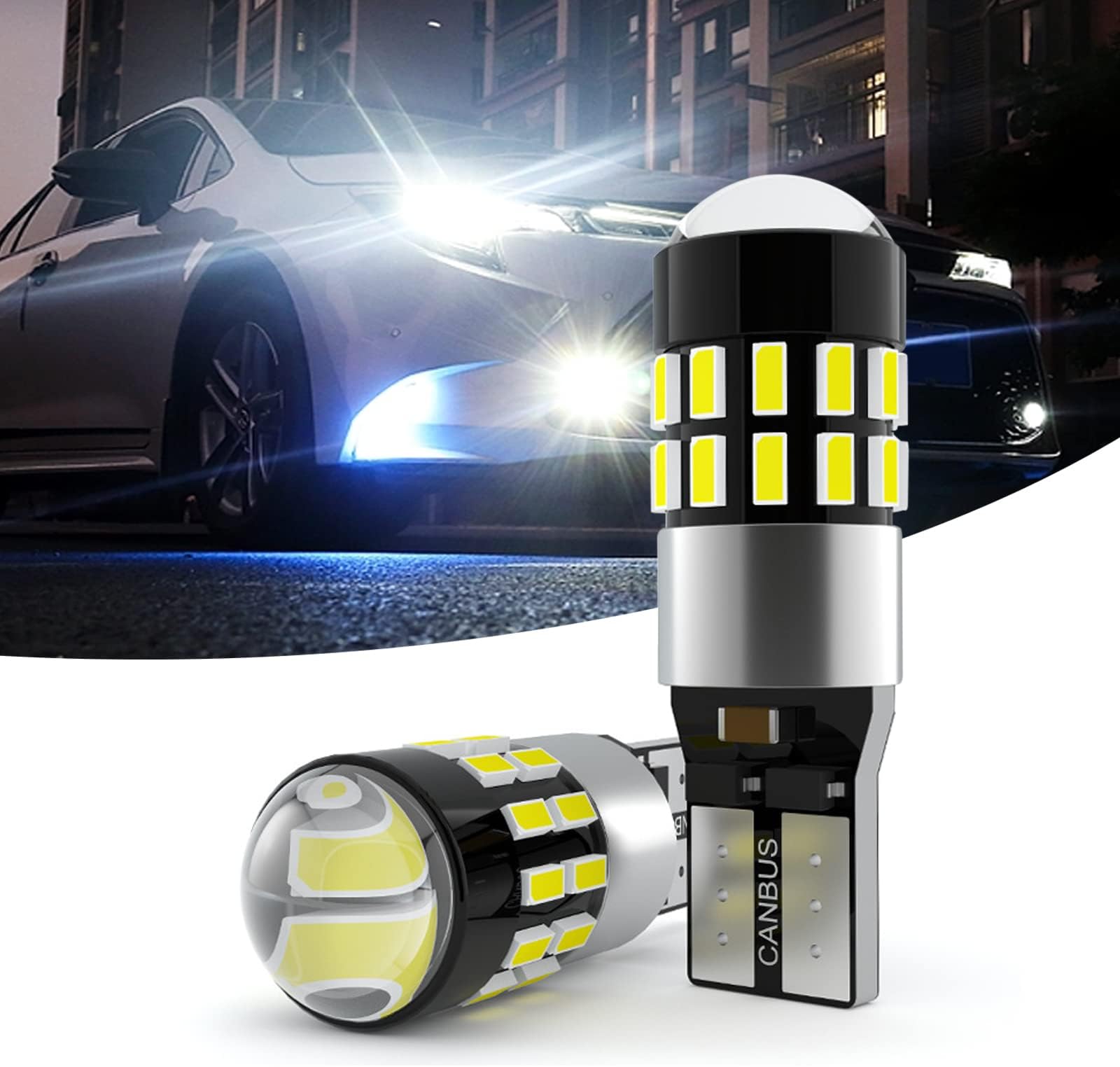 Amazon.com: QODOLSI Pack-2 Car Super Bright LED Bulb, 7000K T10 Non ...