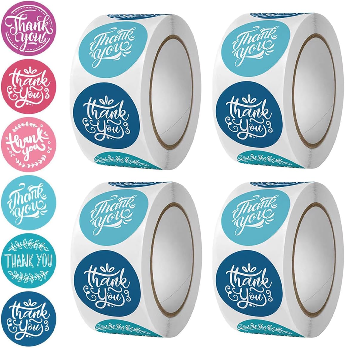 Amazon.com: 2 Inch Thank You Stickers 2000 Pcs(4 Rolls, 500 Pcs/Roll, 6 ...