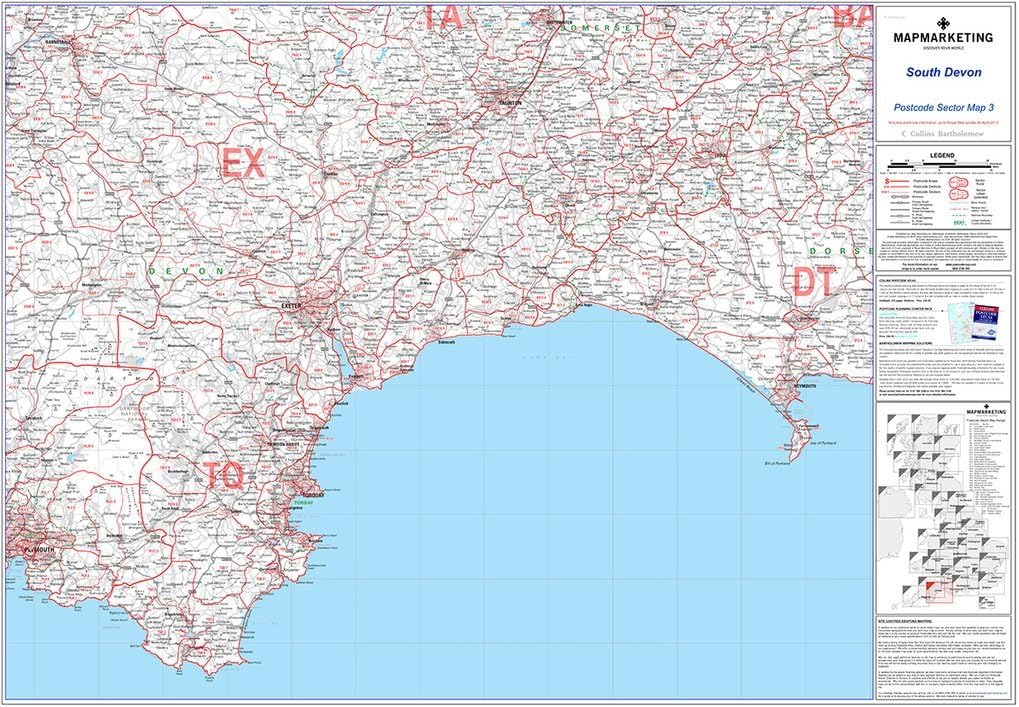 North Devon Postcode Sector Wall Map- Postcode Sector Map 2 - Laminated ...