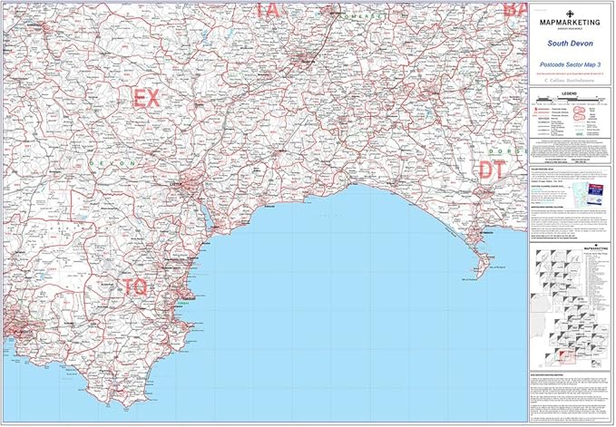 North Devon Postcode Sector Wall Map- Postcode Sector Map 2 - Laminated ...