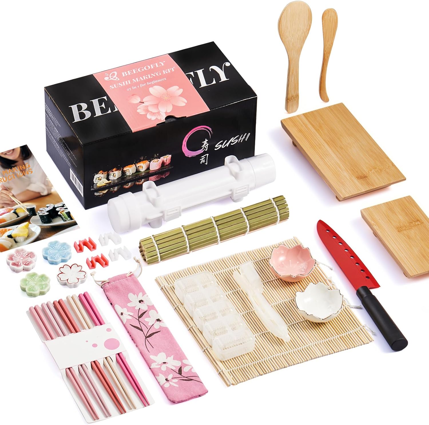 Amazon.com | Beegofly Sushi Making Kit, 27-In-1 Sushi Bazooka Roller ...