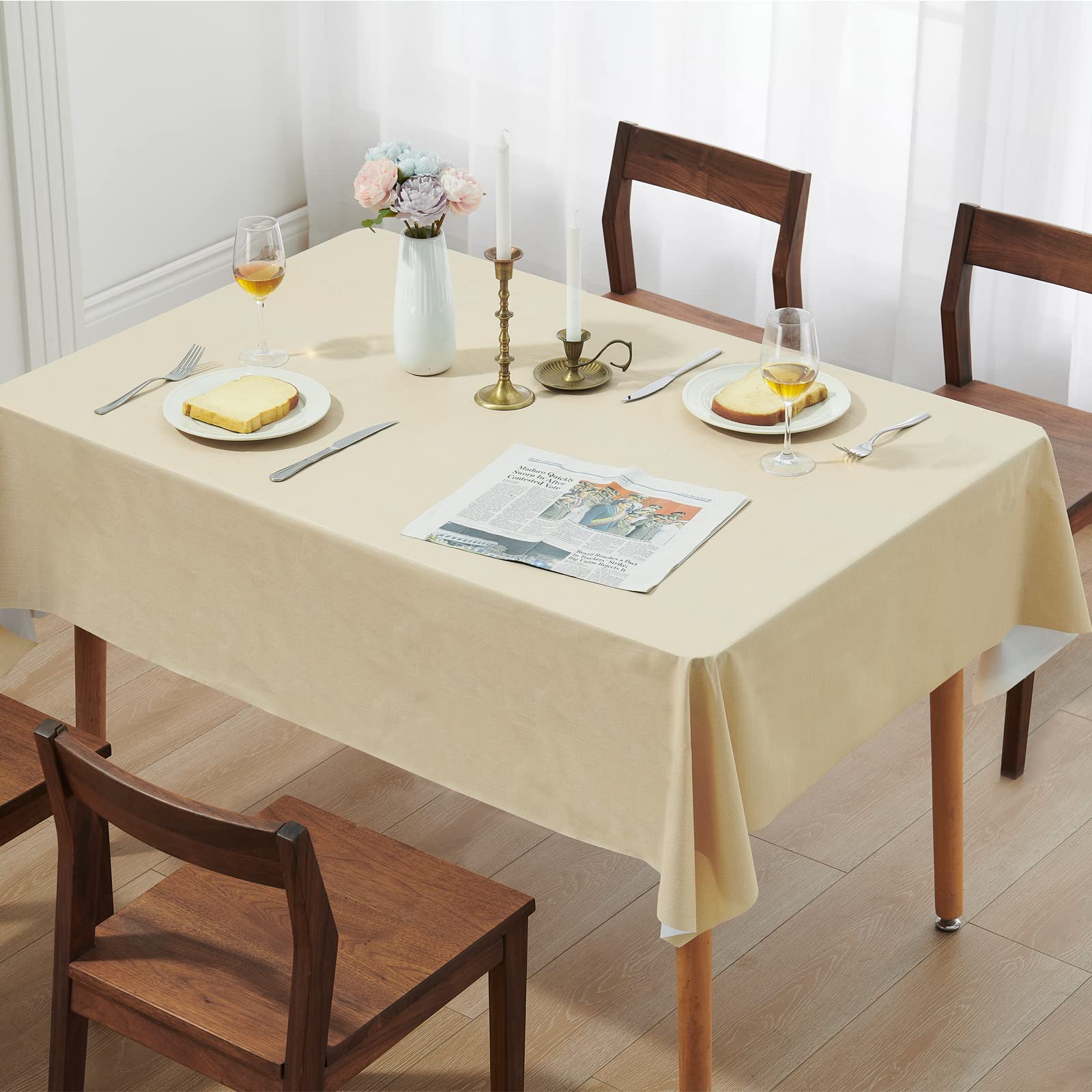 Tablecloth Soft Table Cover Reusable Wipeable Polyester Water Resistant ...