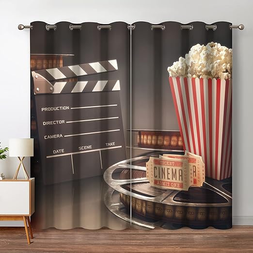 Amazon.com: Jekeno Movie Theater Blackout Curtains Movie Theater Decor ...