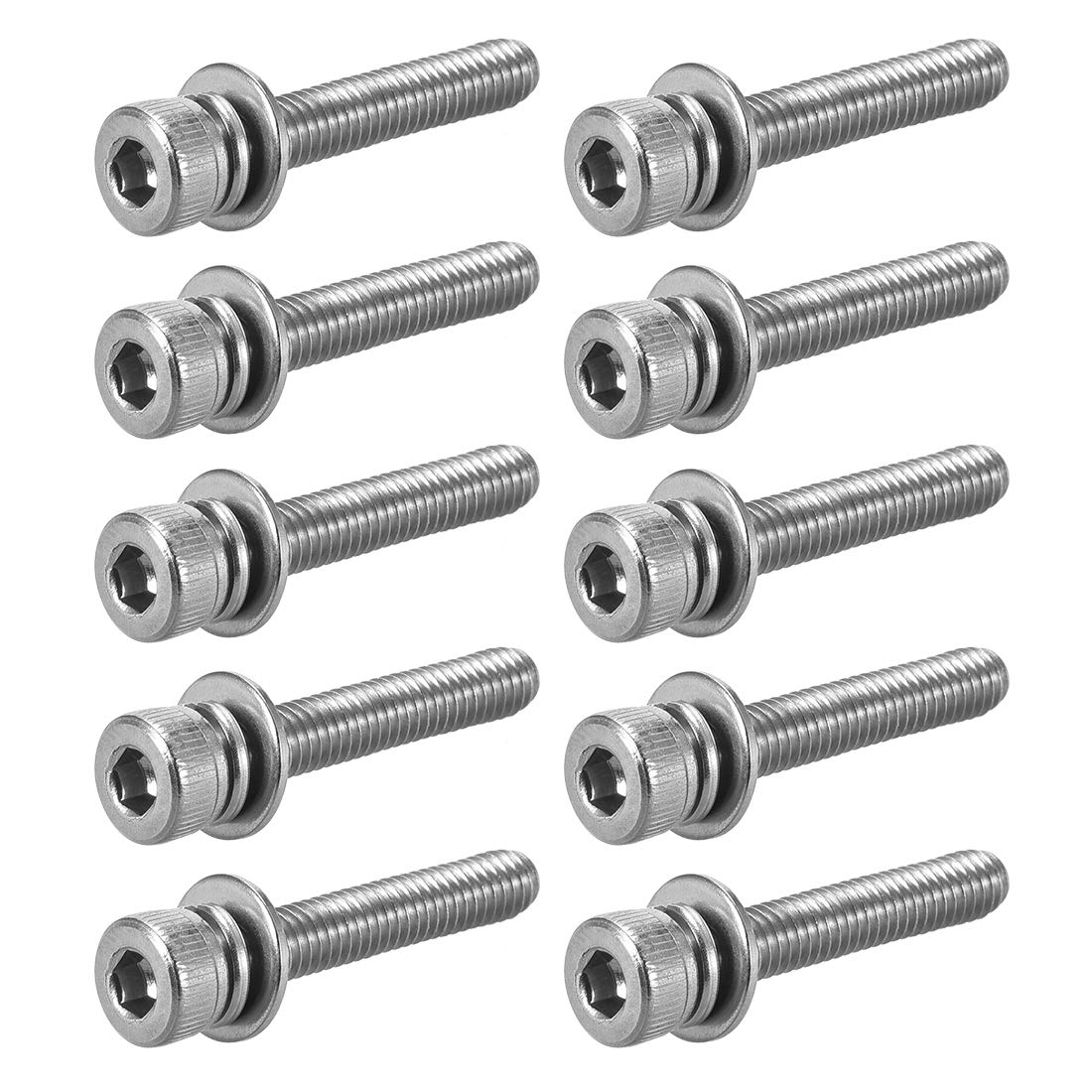 uxcell M4 x 25mm Stainless Steel Hex Socket Head Cap Screws Bolts ...