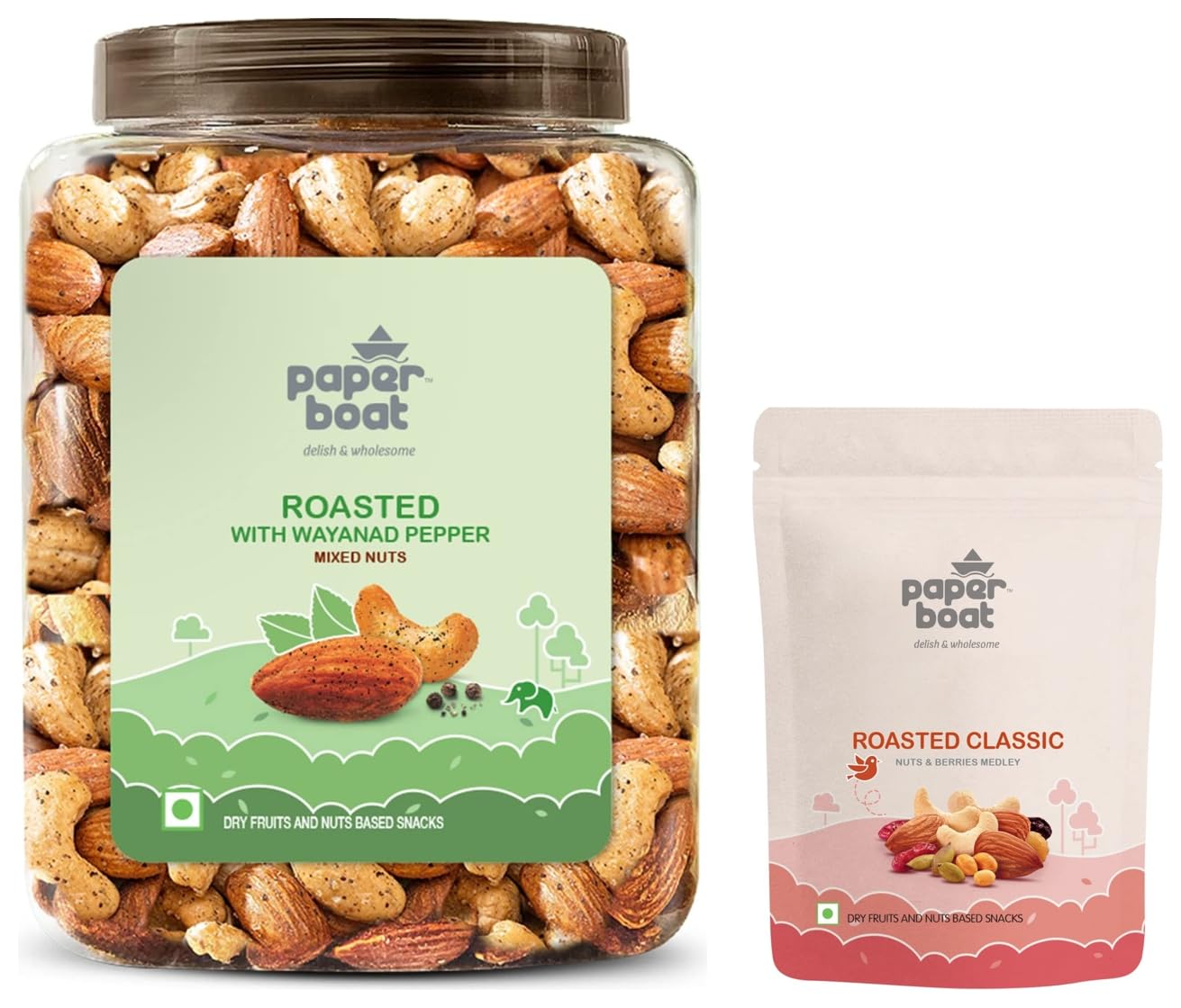 Paper Boat Roasted Mixed Nuts with Wayanad Pepper,1 KG Jar & Paper Boat ...