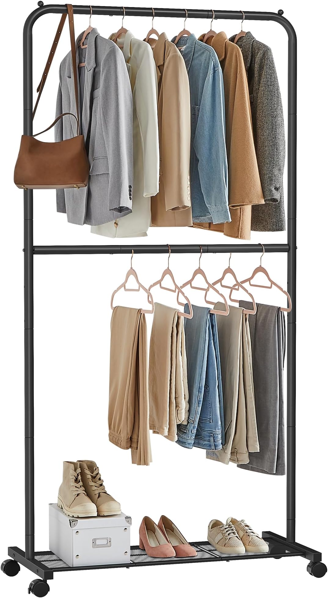 Amazon.com: Whitmor Adjustable 2-Rod Garment Rack - Rolling Clothes ...