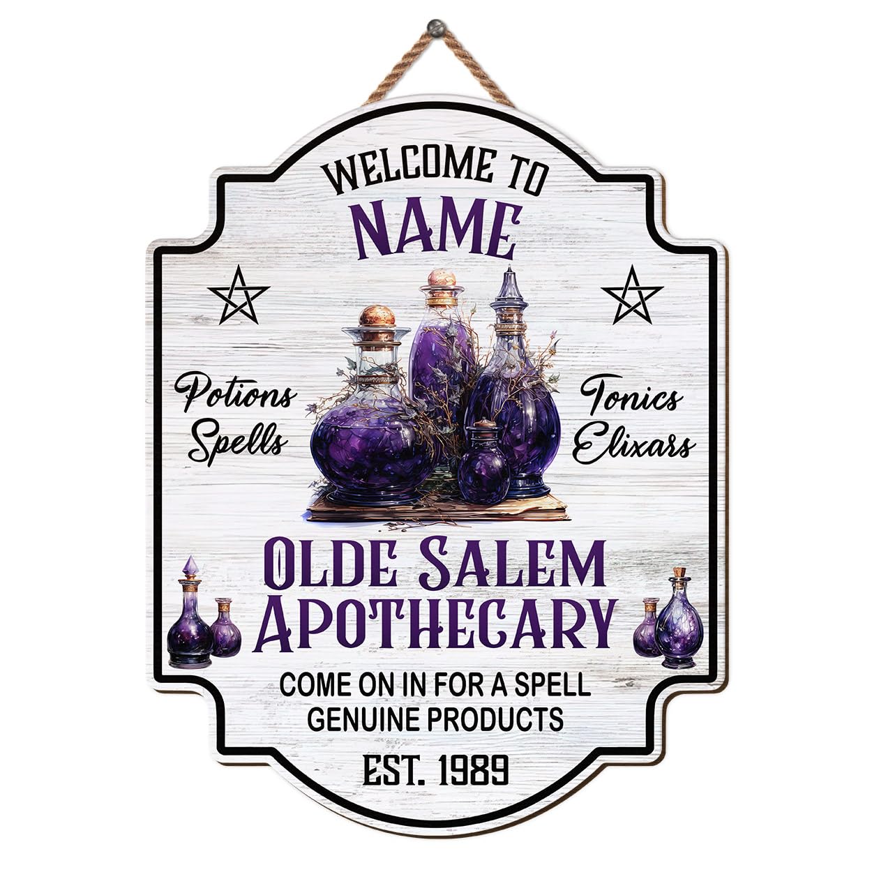 Amazon.com : WODORO Personalized Apothecary Shoppe Wood Sign, Spooky ...