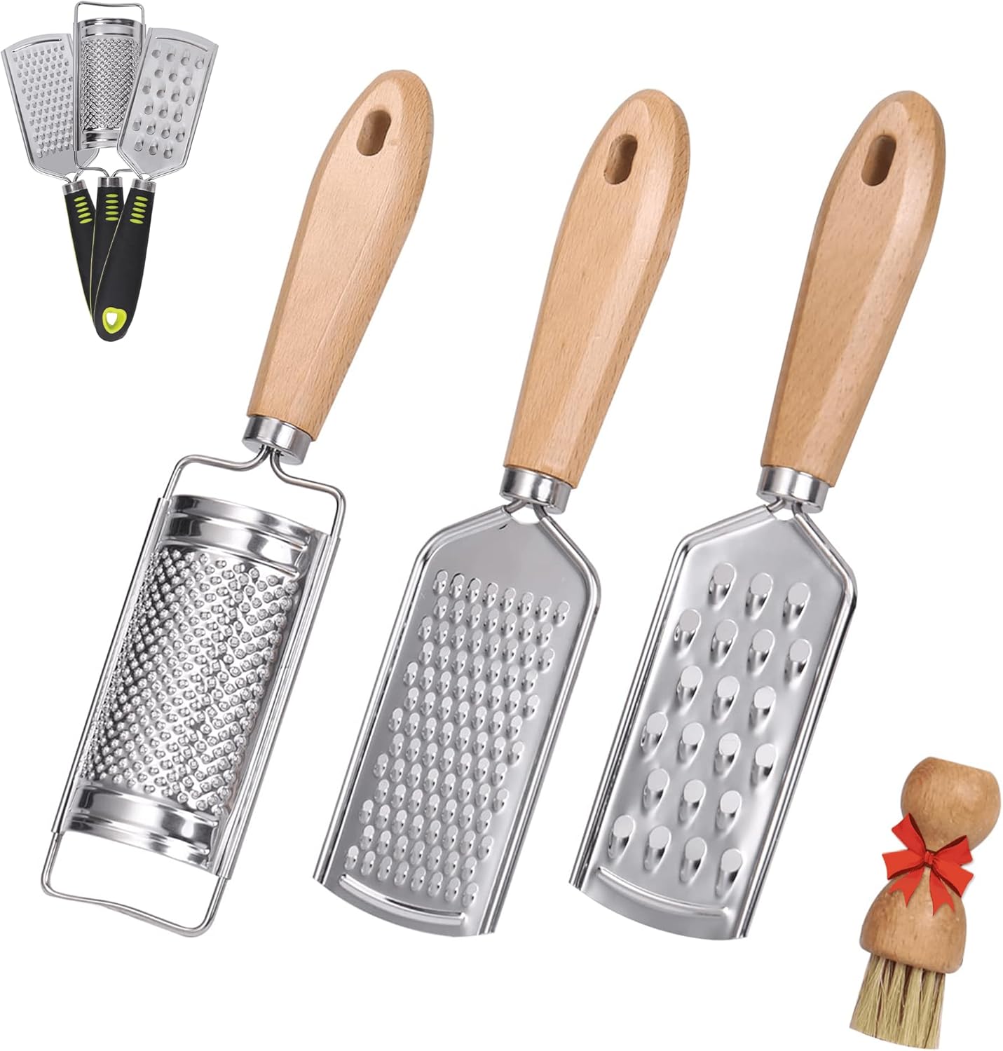 Amazon.com: Handheld Cheese Graters with Cleaning Brush Stainless Steel ...