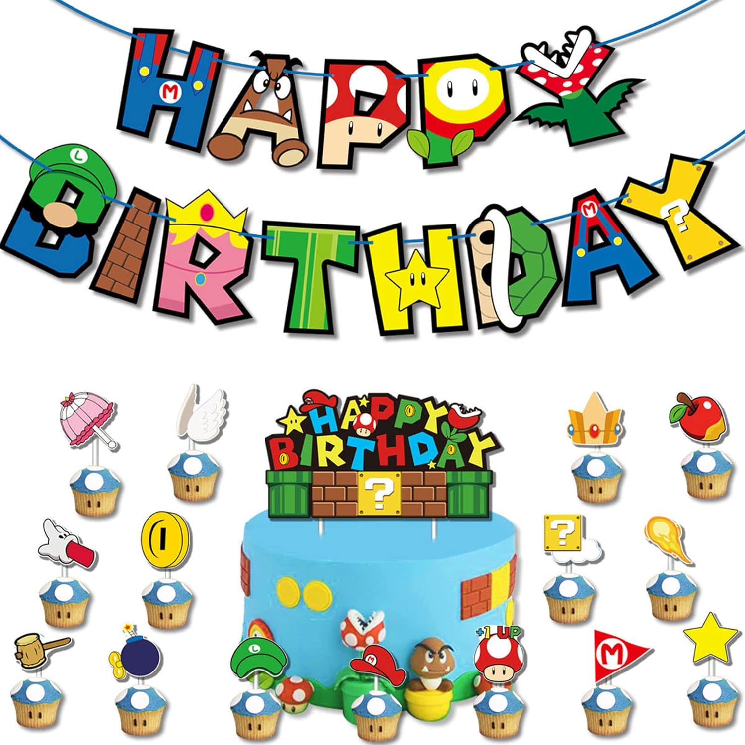 Amazon.com: Video Game Birthday Banner Card Holder Happy Birthday ...