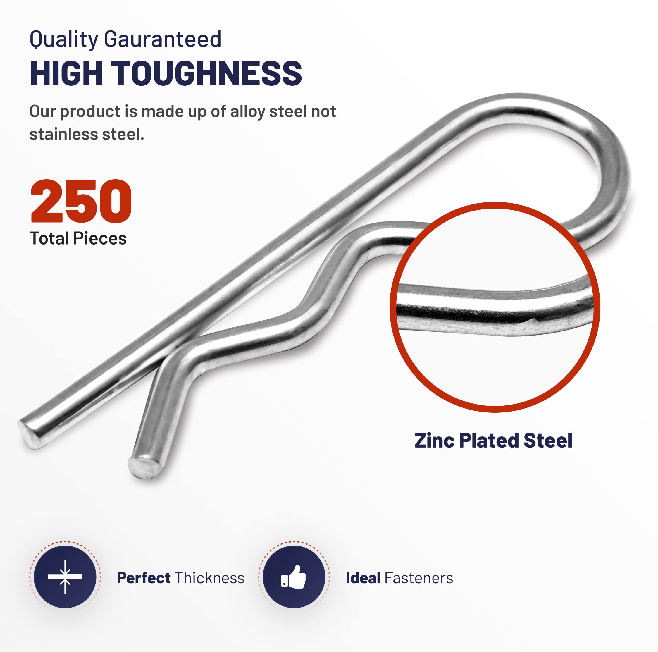 Snapklik.com : JaamZee Cotter Pins 250 Pcs R Pins - Sturdy & Durable ...
