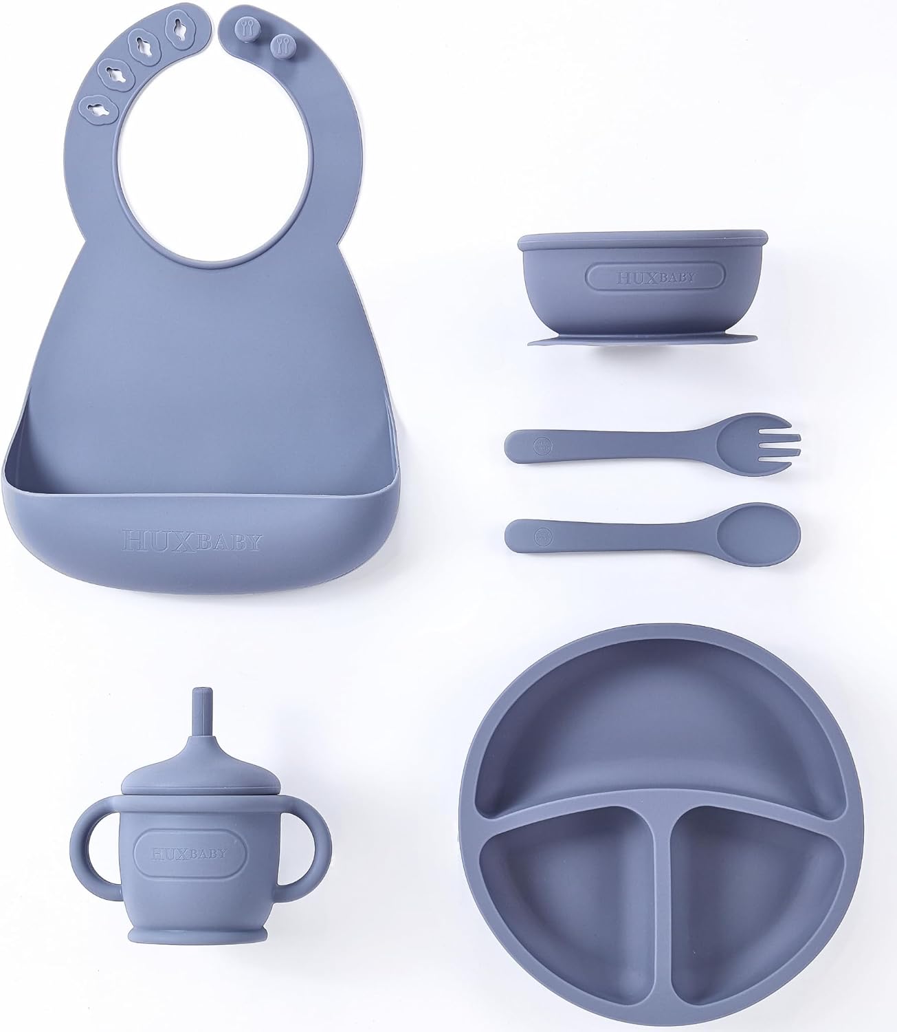 Amazon.com: HUX Baby Silicone Baby Feeding Set, Baby Plate Bowl Set ...