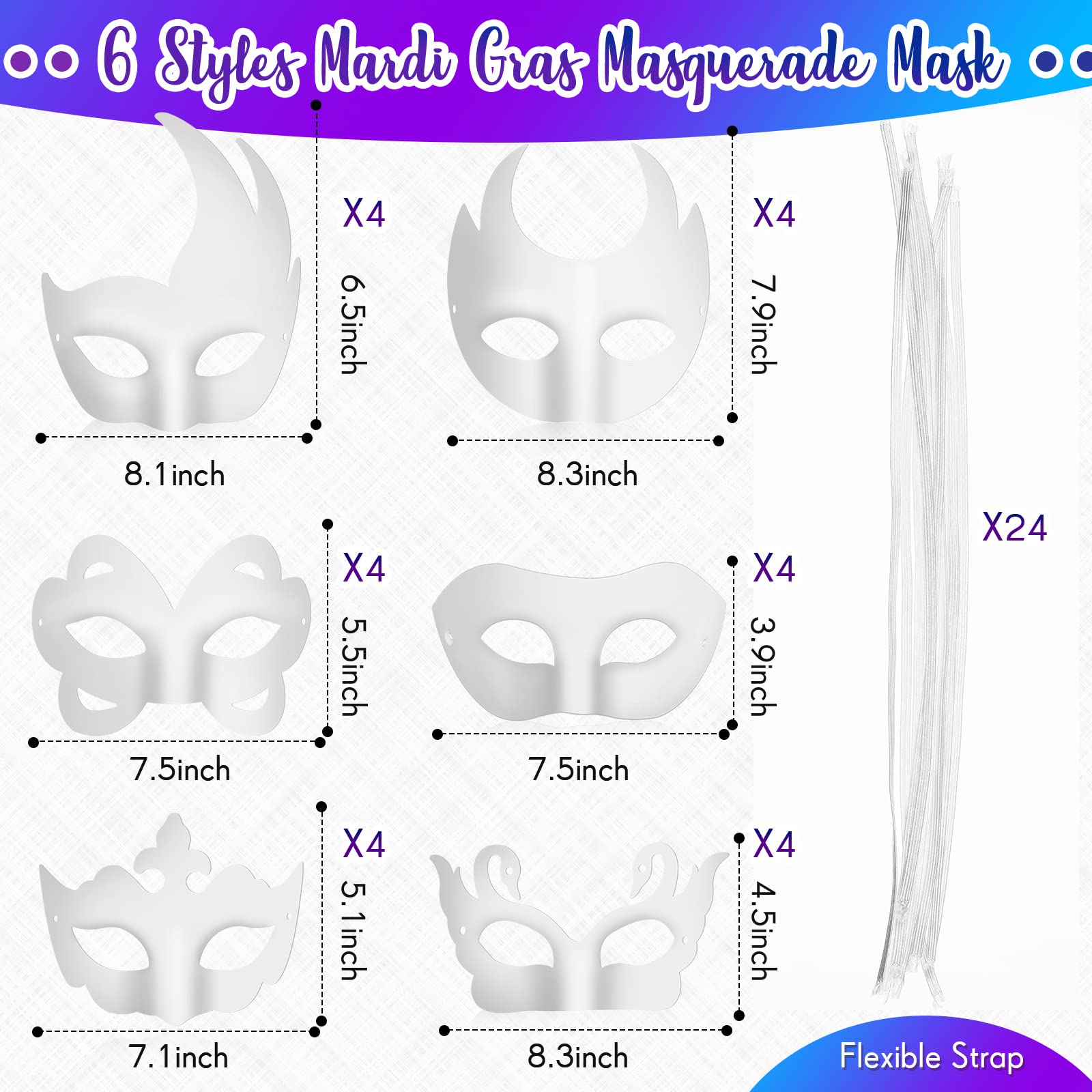Snapklik.com : Leyndo 24 Pack Paper Mache Masks Half Face White ...