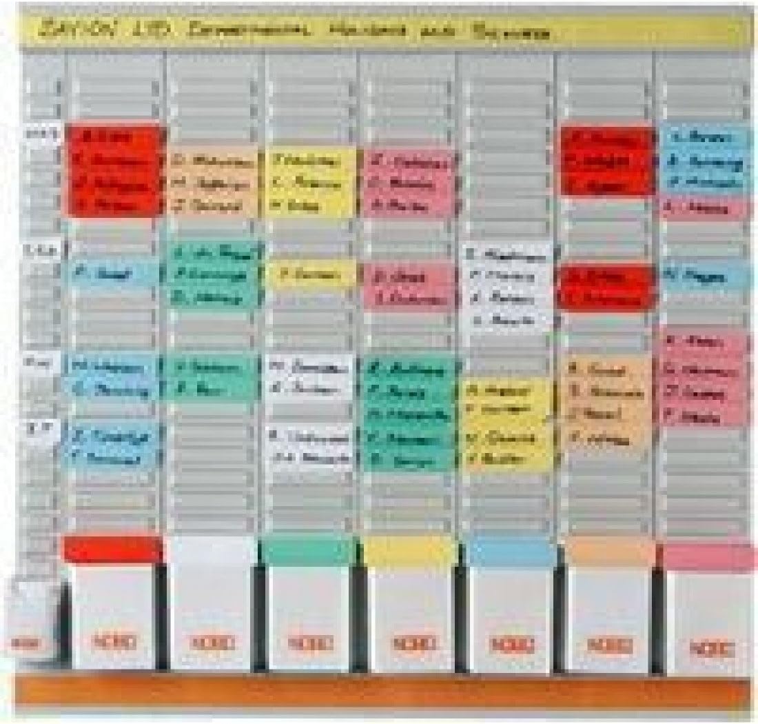 Nobo - Kit Planning Hebdomadaire Mural à Fiches T, 7 Colonnes & 24 ...