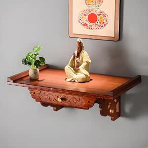 Amazon.com: Wall-Mounted Buddha Statue Stand Shrine Altar Table, Wooden ...