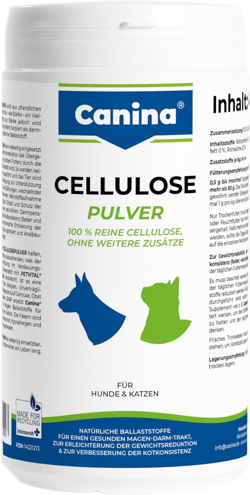 Canina Cellulose Pulver, Mix, 1er Pack (1 x 400 g) : Amazon.de: Haustier