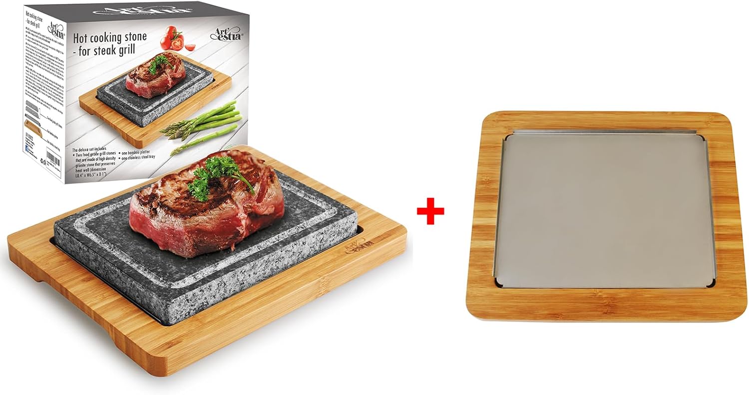 Amazon.com: Artestia Cooking Stones for Steak Set of 2, Double Cooking ...