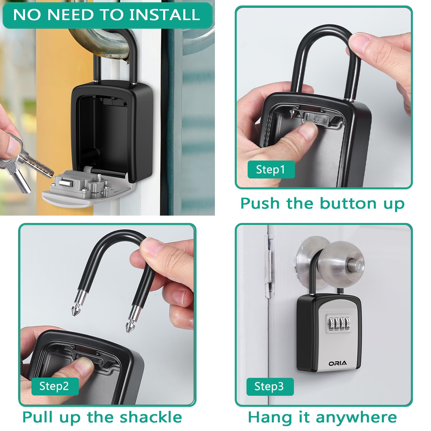 Snapklik.com : ORIA Key Lock Box, Key Safe Box, 4 Digit Combination Key ...