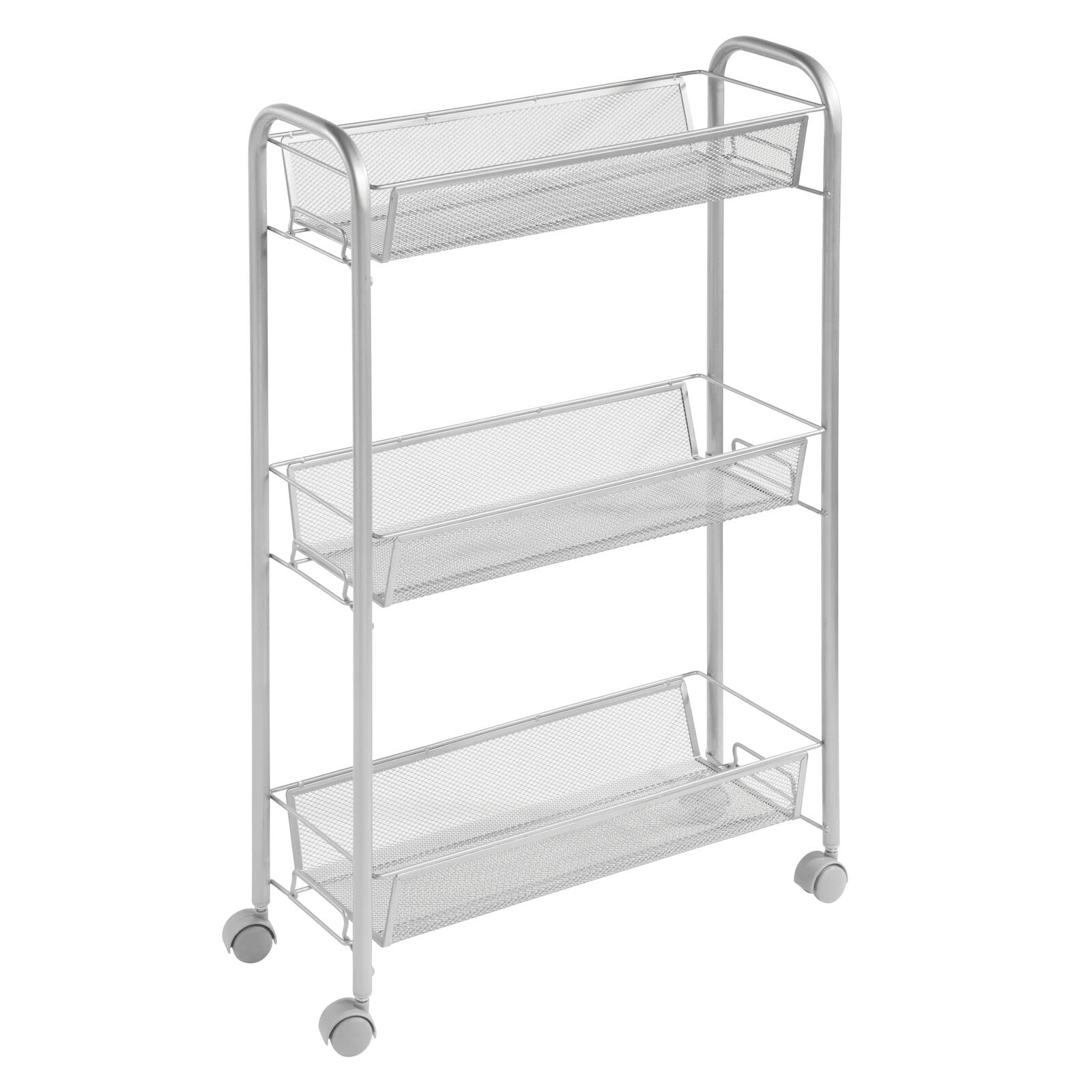 Buy mDesign Steel Rolling Utility Cart Storage Organizer Trolley with 3 ...